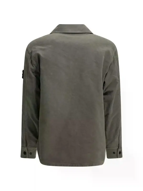 Stone Island Logo-patch Chest-pocket Shirt - Grey