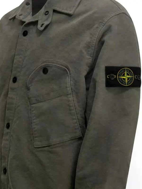 Stone Island Logo-patch Chest-pocket Shirt - Grey