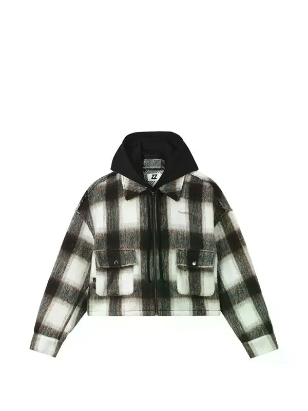 Izzue Check-pattern Hooded Jacket - White