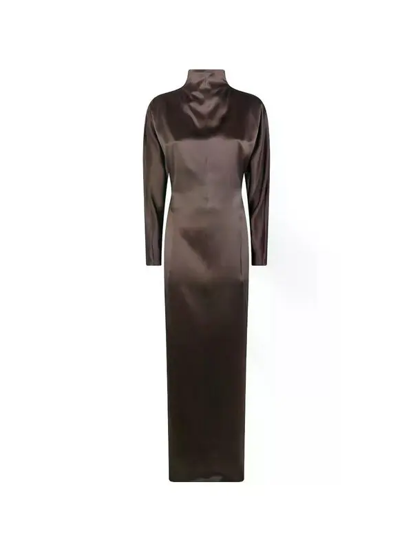 Max Mara Satin-finish Long-sleeve Maxi Dress - Brown