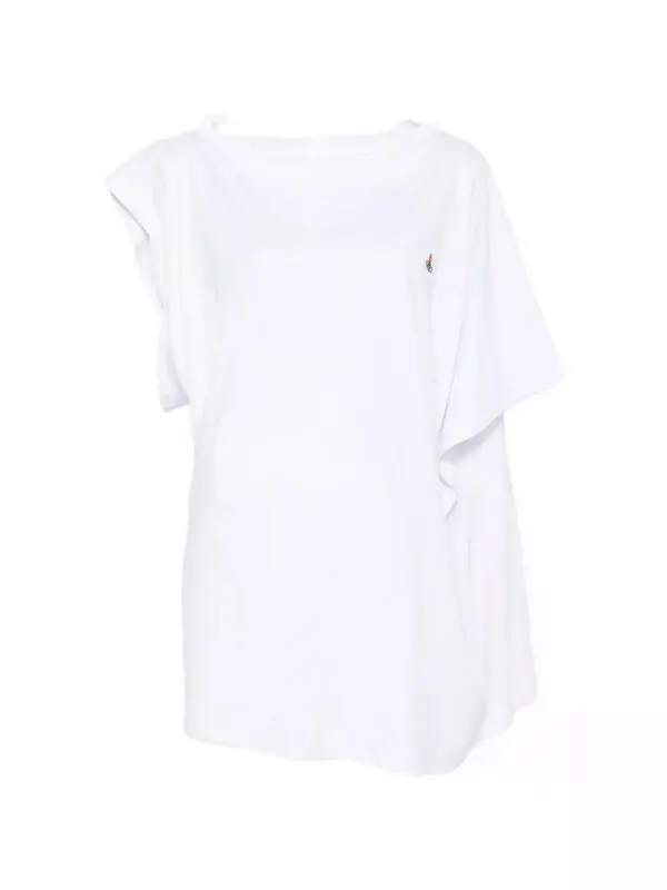 VIVIENNE WESTWOOD Embroidered Orb Asymmetric Draping T-shirt - White