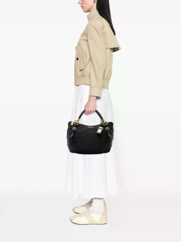Prada 2000-2026 Tessuto Canapa Logo Satchel - Black
