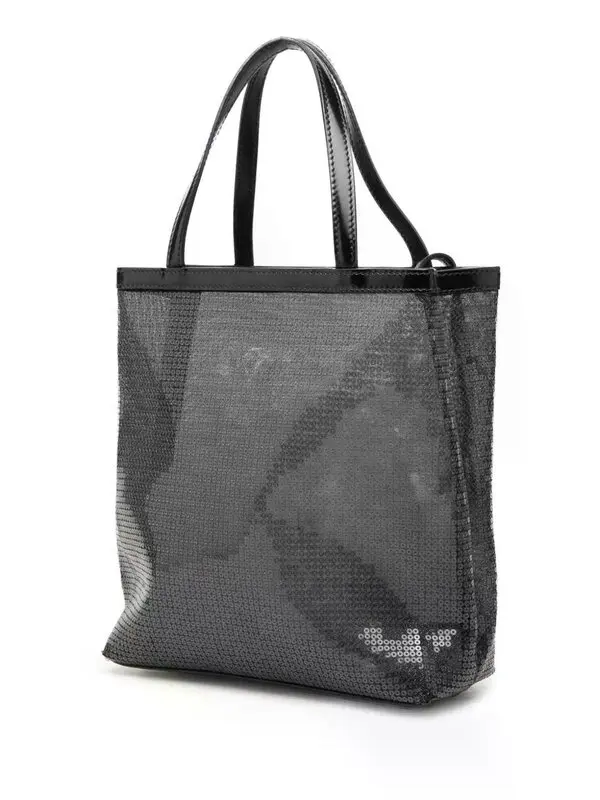 Prada 2000-2013 Small Sequined Mesh Logo Open Tote Bag