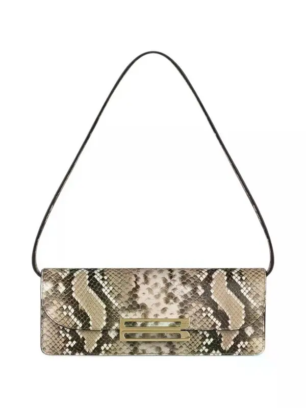 Victoria Beckham Dorian Snake-print East-west Clutch Bag - Neutrals