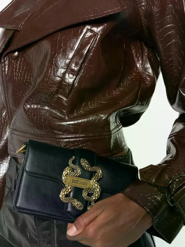 Just Cavalli Snake-plaque Mini Bag - Black