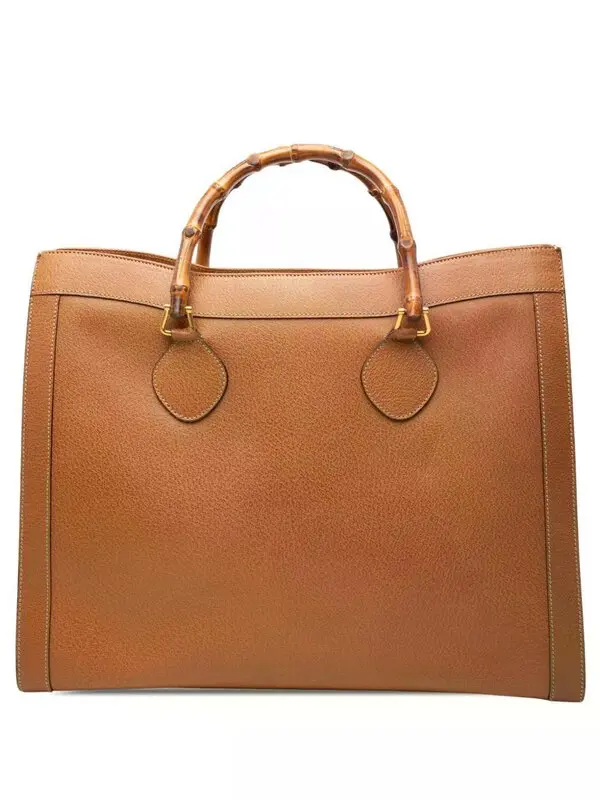Gucci 20th Century Calfskin Bamboo Tote Bag - Brown