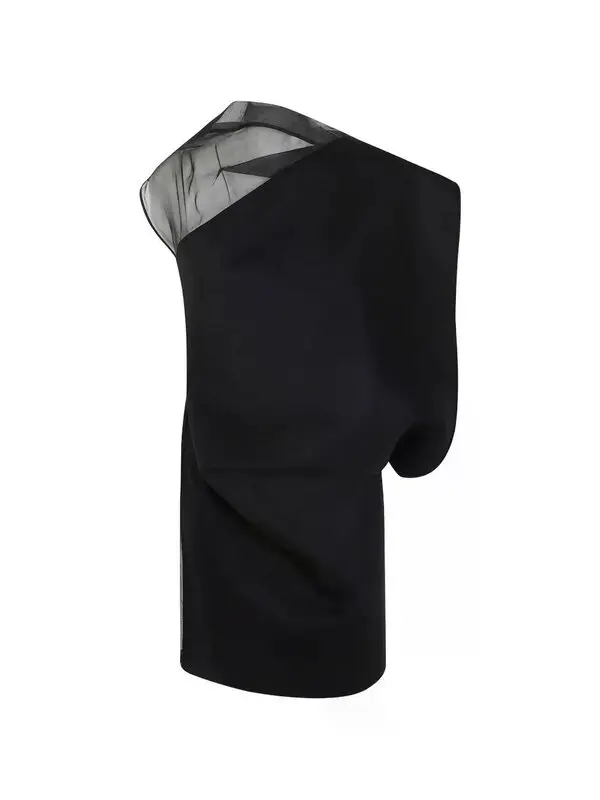 Max Mara Sheer-panel Draped Mini Dress - Black