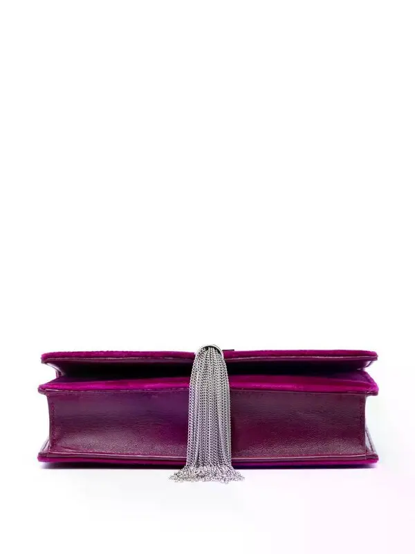 Saint Laurent Small Velvet Monogram Kate Tassel Crossbody Bag - Purple