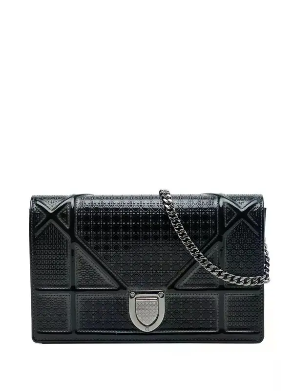 Dior Microcannage Diorama Wallet On Chain Crossbody Bag - Black