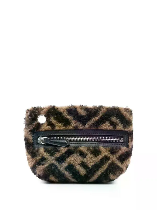 Fendi 2010-2026 Zucca Shearling Pyramid Pouch - Brown