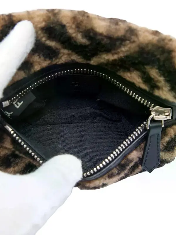 Fendi 2010-2026 Zucca Shearling Pyramid Pouch