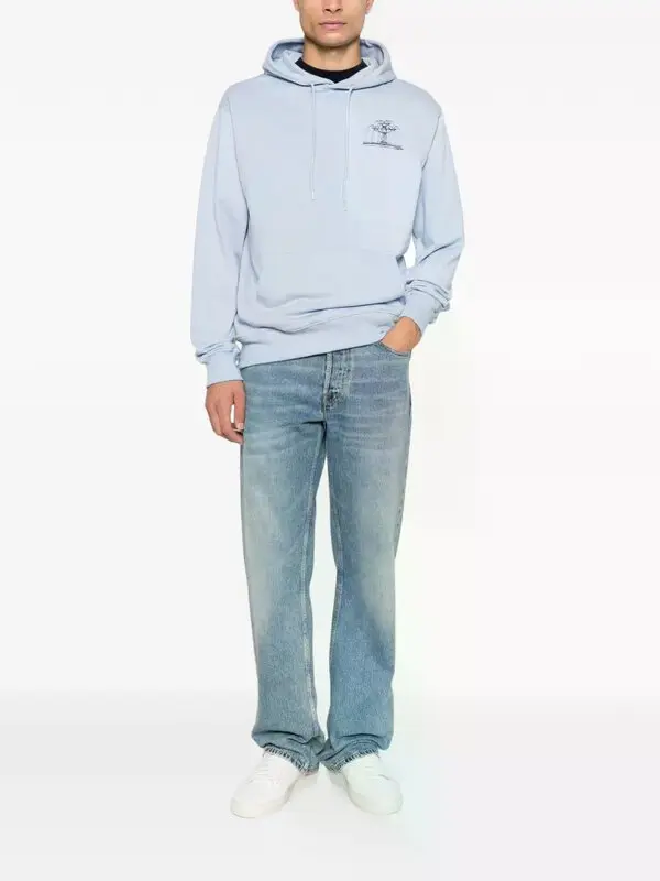 Drole De Monsieur Fountain Print Hoodie - Blue
