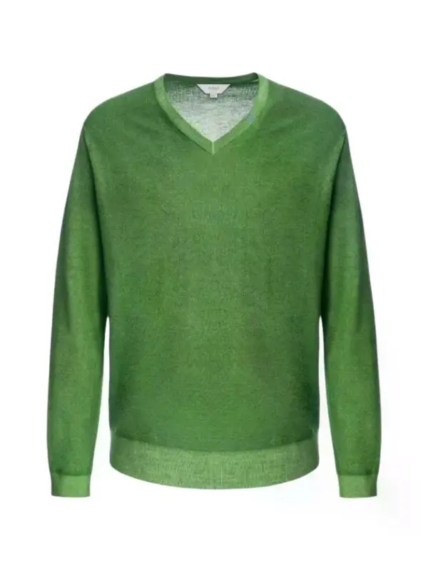 Malo Tavolozza Knitted V-neck Sweater - Green