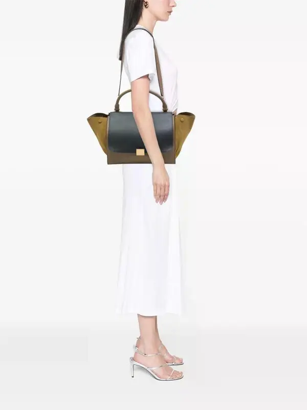 Celine Medium Tricolor Calfskin And Suede Satchel