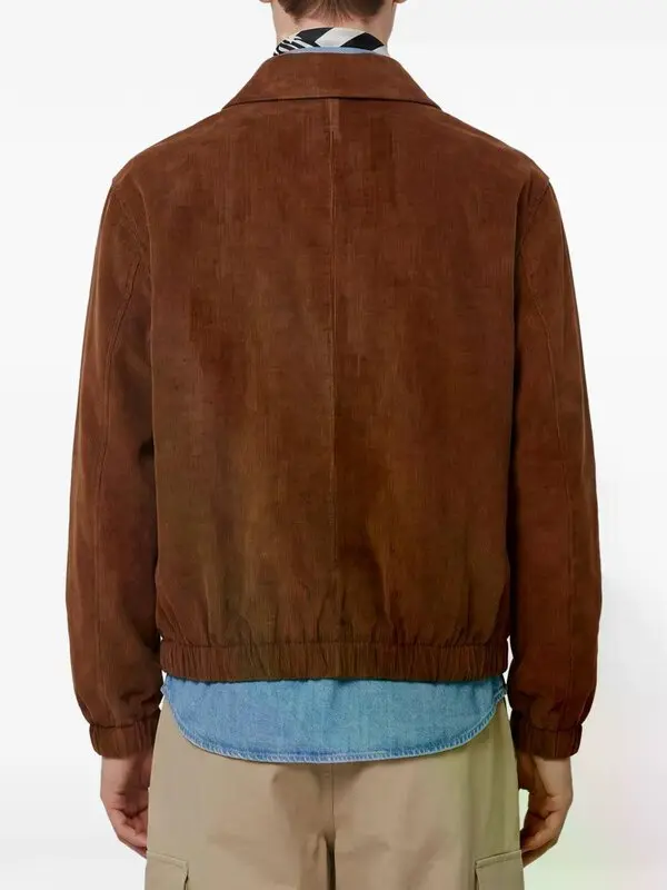 AMI Paris Corduroy Cotton Padded Jacket With De Coeur Embroidery