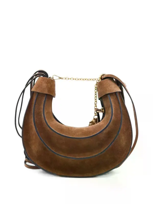 Farm Rio Flower-charm Suede Shoulder Bag - Brown