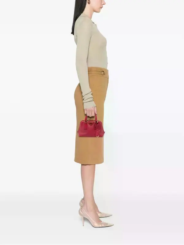 Prada 2000-2013 Mini Saffiano Lux Promenade Satchel - Red