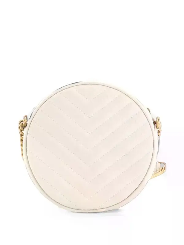 Saint Laurent Vinyle Round Camera Bag Matelasse Chevron Leather Crossbody Bag - White