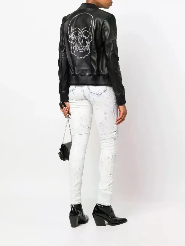 Philipp Plein Leather Bomber Jacket