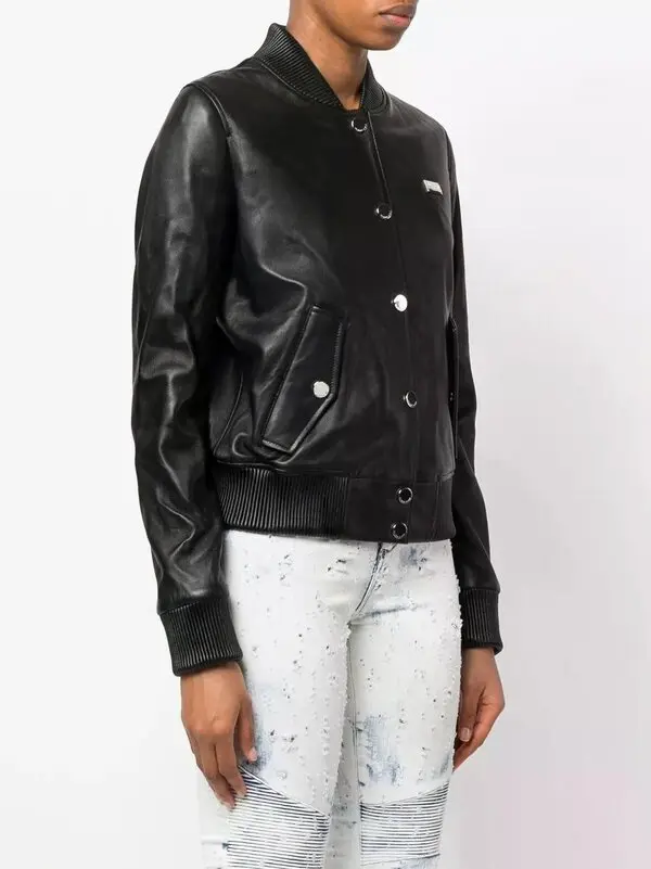 Philipp Plein Leather Bomber Jacket