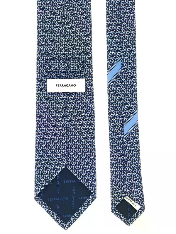 FERRAGAMO Gancini Links Print Silk Tie