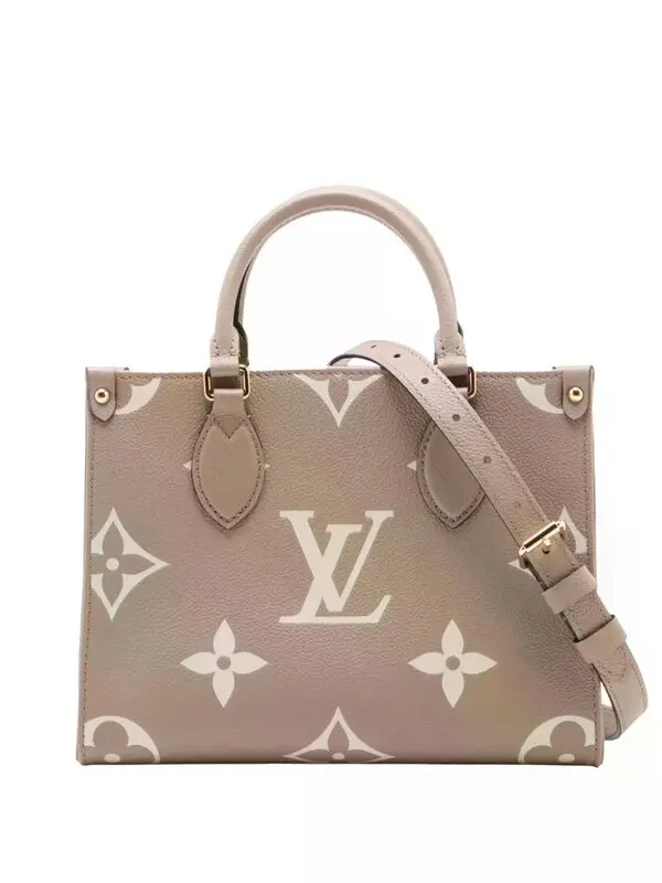 LOUIS VUITTON 2021-2026 Bicolor Monogram Empreinte Giant Onthego Pm Satchel - Brown