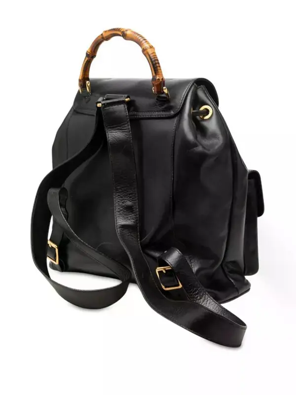 Gucci 20th Century Large Calfskin Bamboo Drawstring Backpack