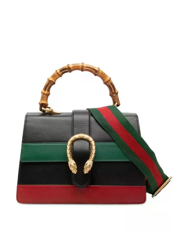 Gucci 2016-2026 Medium Calfskin Bamboo Dionysus Web Satchel - Black