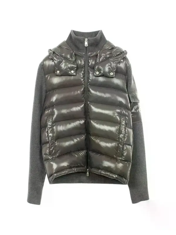 Moncler 2010s Knit-panel Down Jacket - Grey