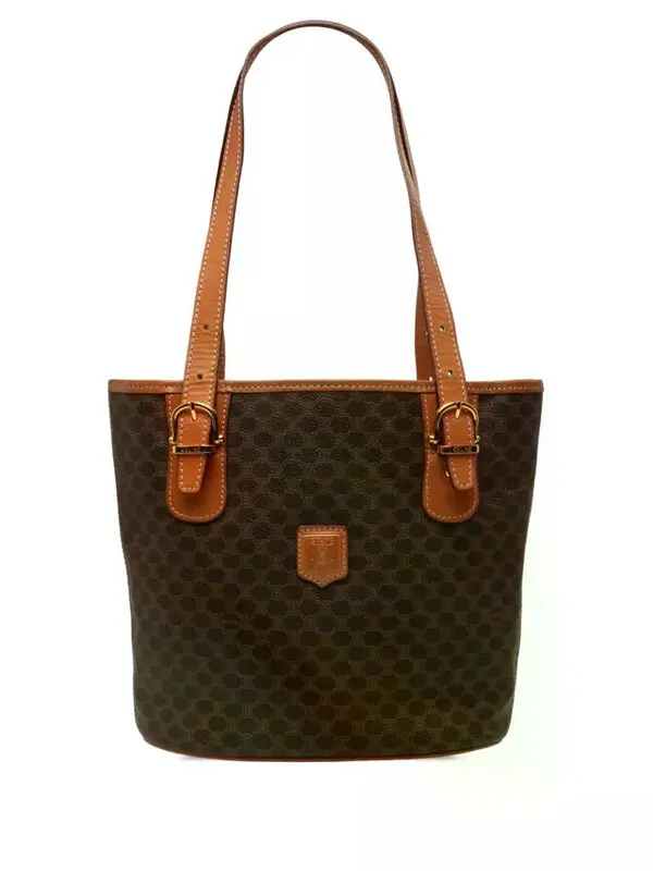 Celine 1994 Macadam Coated Canvas Tote Bag - Brown