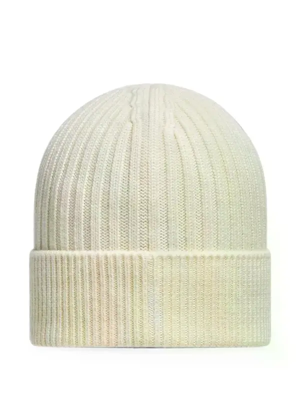 Moncler Ribbed-knit Virgin-wool Beanie Hat - Neutrals