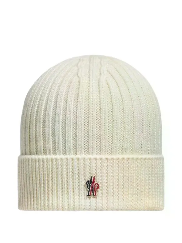 Moncler Ribbed-knit Virgin Wool Beanie - Neutrals