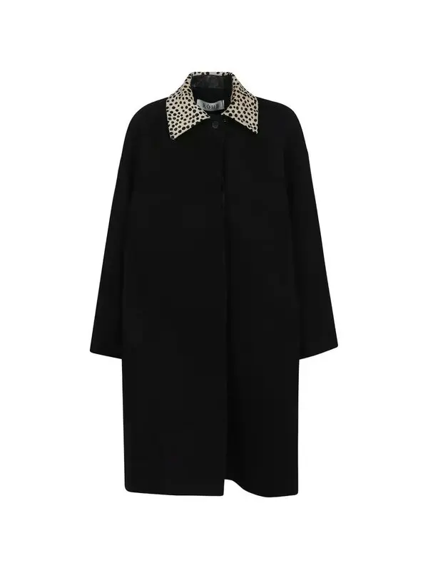 RÓHE Cheetah Collar Oversized Coat - Black