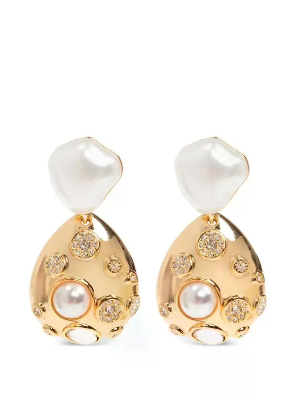 SELF-PORTRAIT Crystal-embellished Drop Earrings - Gold