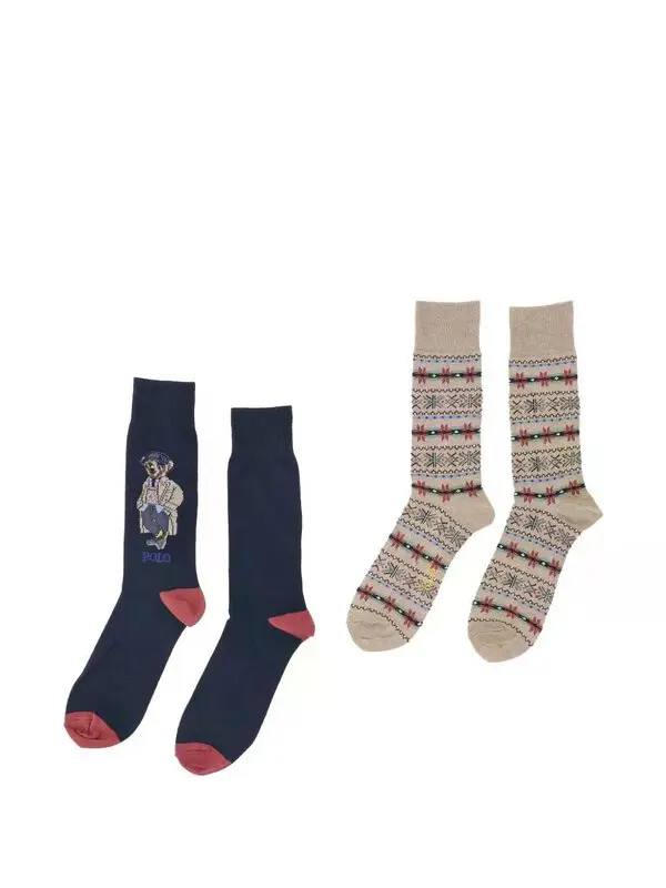 Polo Ralph Lauren Polo Bear Fair Isle-knit Socks - Neutrals