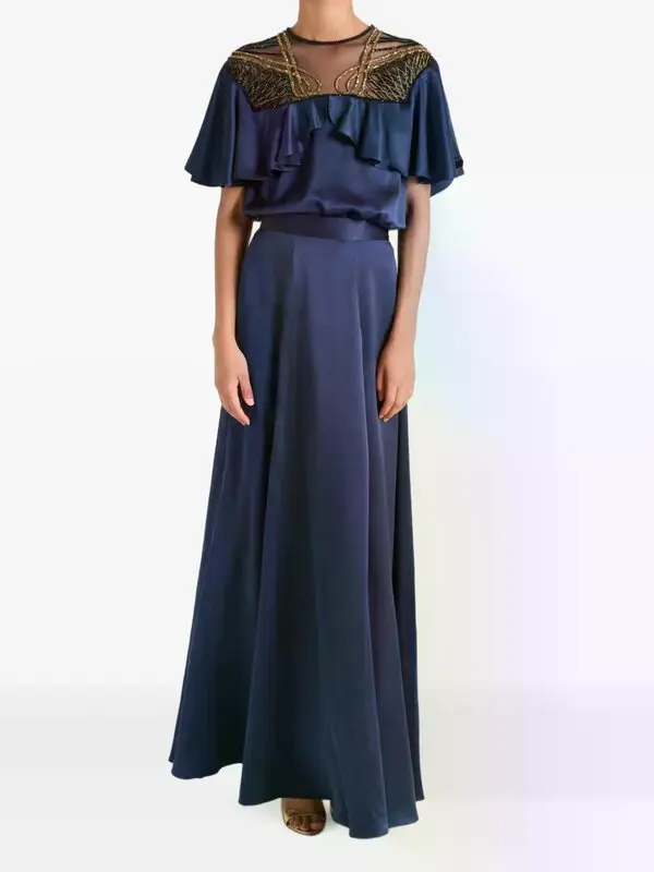 TEMPERLEY LONDON Amerie Pleated Maxi Skirt - Blue