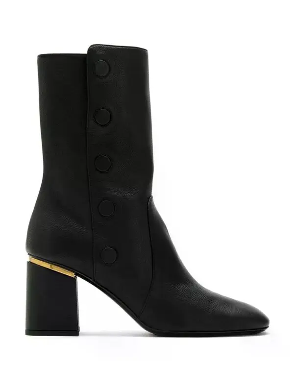 TOD'S Button-detail Block-heel Ankle Boots - Black