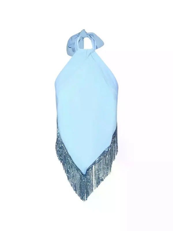 Rabanne Fringe-trimmed Halterneck Top - Blue