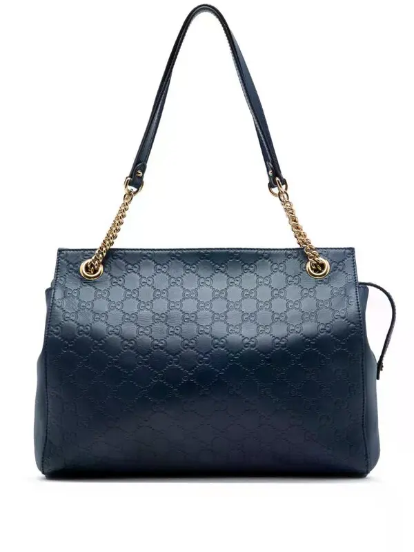 Gucci 2016-2026 Medium Guccissima Soft Signature Tote Bag - Blue