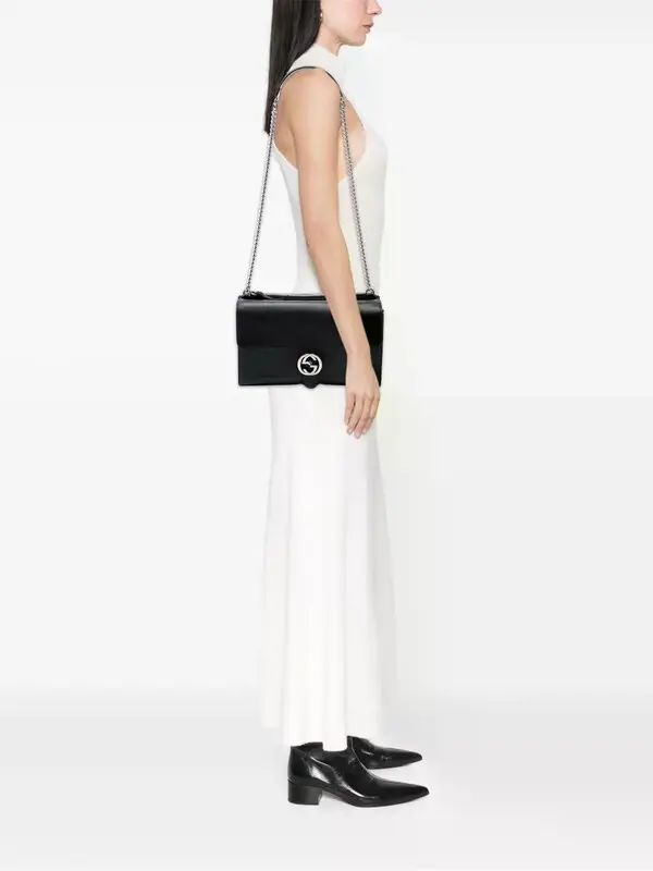 Gucci Leather Interlocking G Crossbody Bag - Black