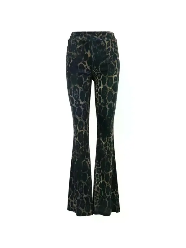 Just Cavalli Leopard-print Flared Trousers - Black