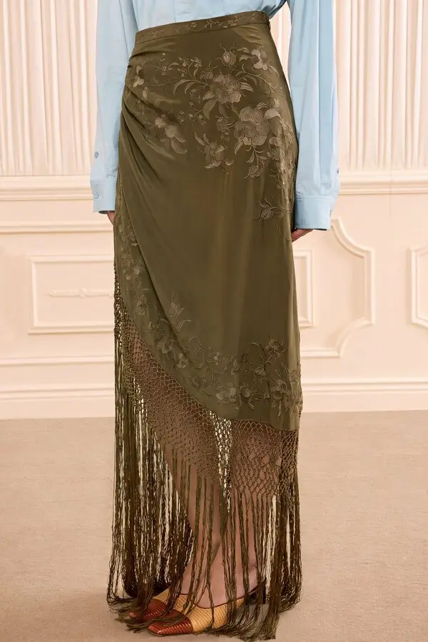 Ulla Johnson Lark Silk Fringe Skirt
