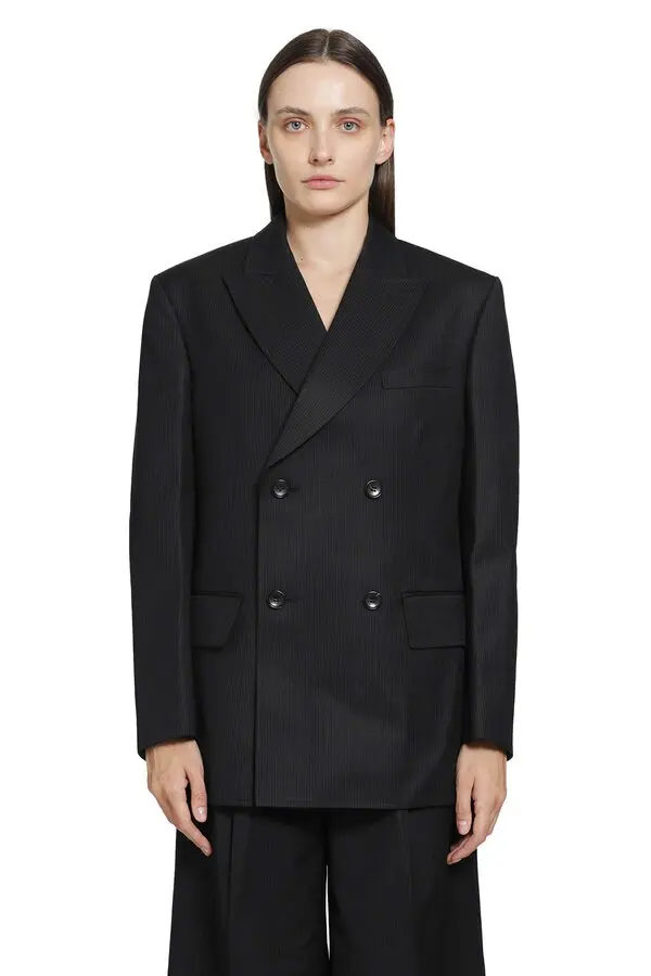 Junya Watanabe Double-breasted Pin Stripe Wool Blazer
