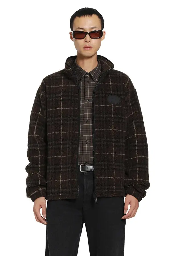 Burberry Check Wool Cashmere Fleece Jacket