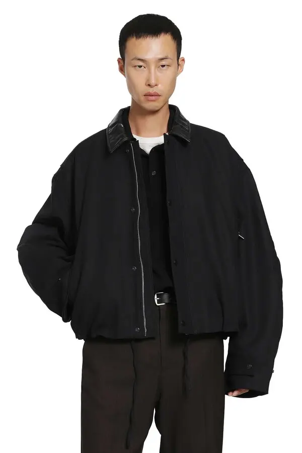 Acne Studios Cotton Satin Bomber Jacket - Black