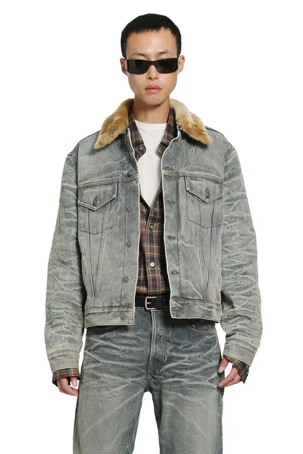 Acne Studios Shearling Collar Denim Jacket