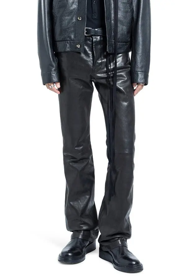 ANN DEMEULEMEESTER Jonas 5 Pocket Leather Pants - Black