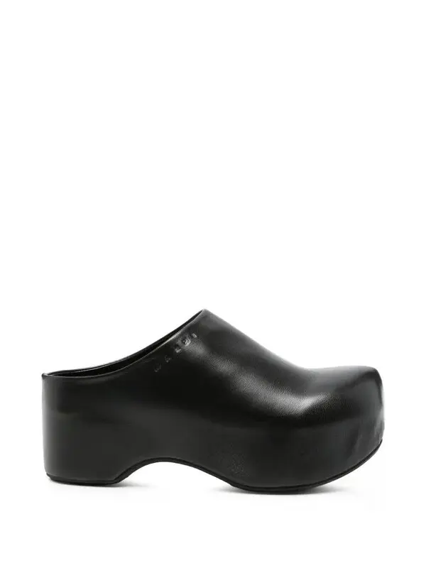 Marni Sabot Leather Clogs - Black