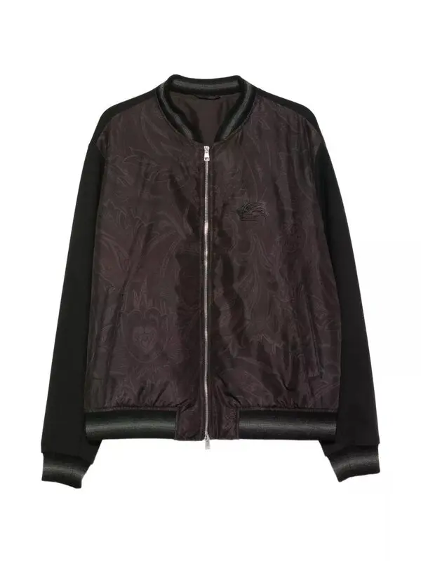 Etro Paisley-print Panelled Bomber Jacket - Black