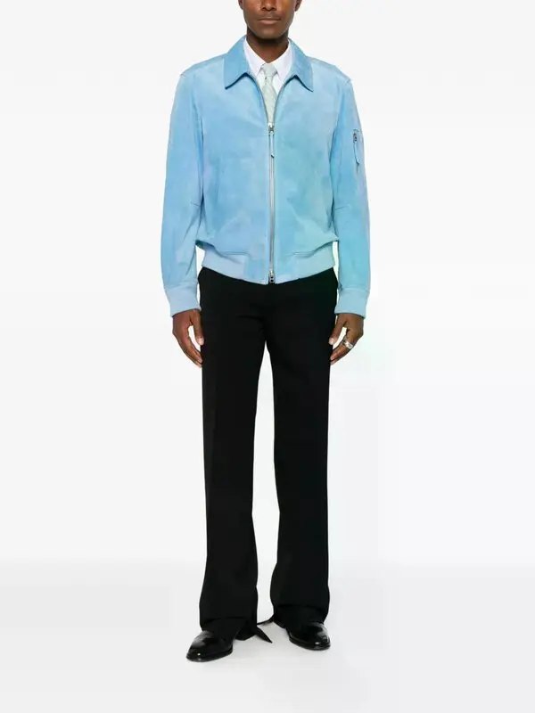 TOM FORD Zipped Suede Bomber Jacket - Blue